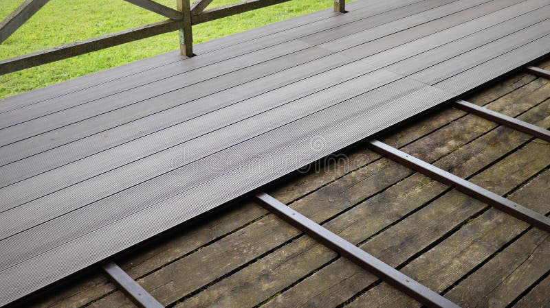Outdoor Plastic Composite Brown Floor. Renovation Terrace Stock Image ...