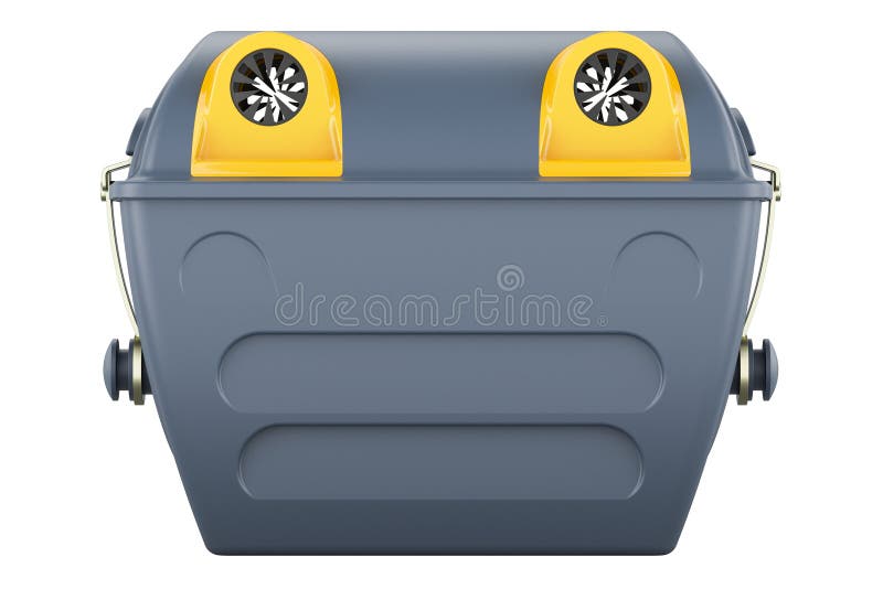 Outdoor Plastic Garbage Container, Front View. 3D Rendering Stock ...
