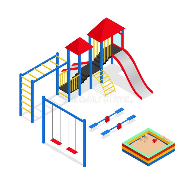 Outdoor Playground Elements Set Isometric View. Vector Stock Vector ... Outdoor Playground Elements Set Isometric View. Vector Stock Vector ...
