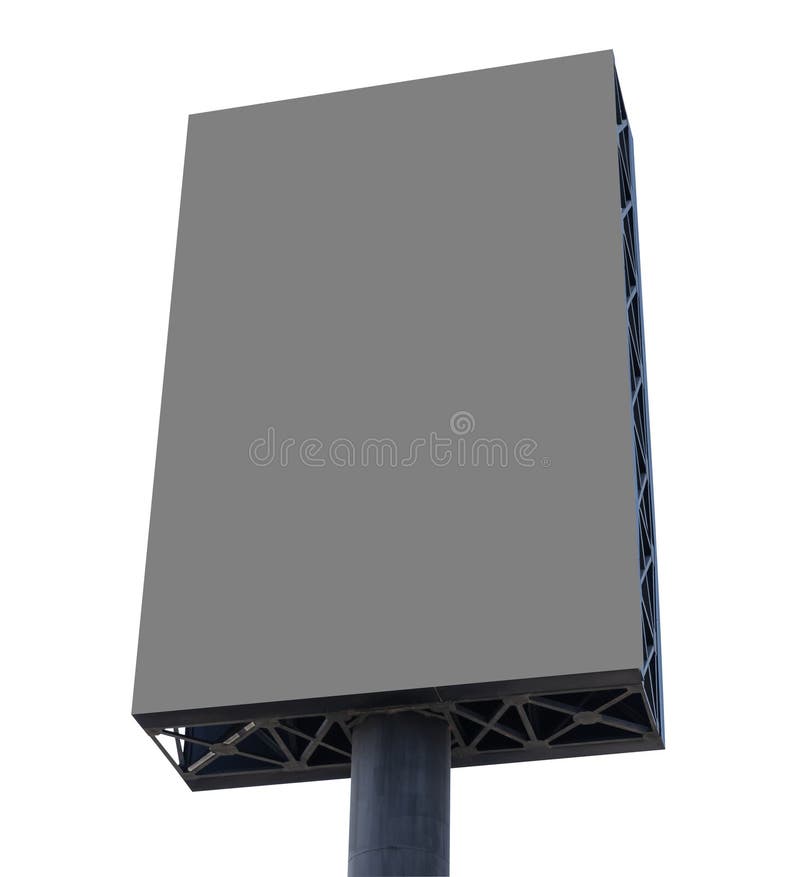 Pole Billboard with Mock Up White Screen on Blue Background and ...
