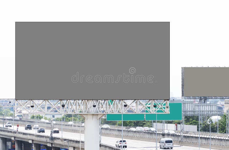 Pole Billboard with Mock Up White Screen on Blue Background and ...