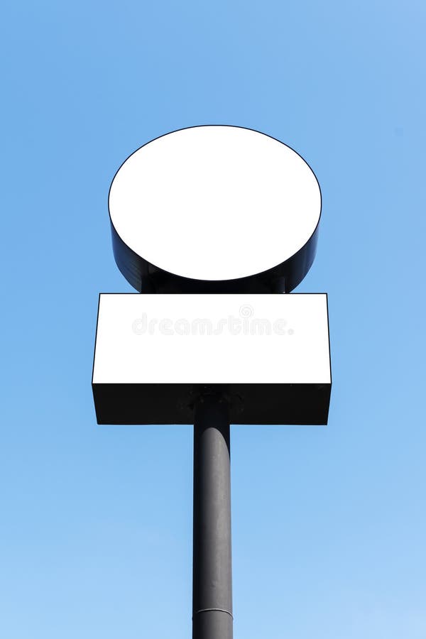 Outdoor Pole Light Box Billboard on Blue Sky Background with Mock Up ...