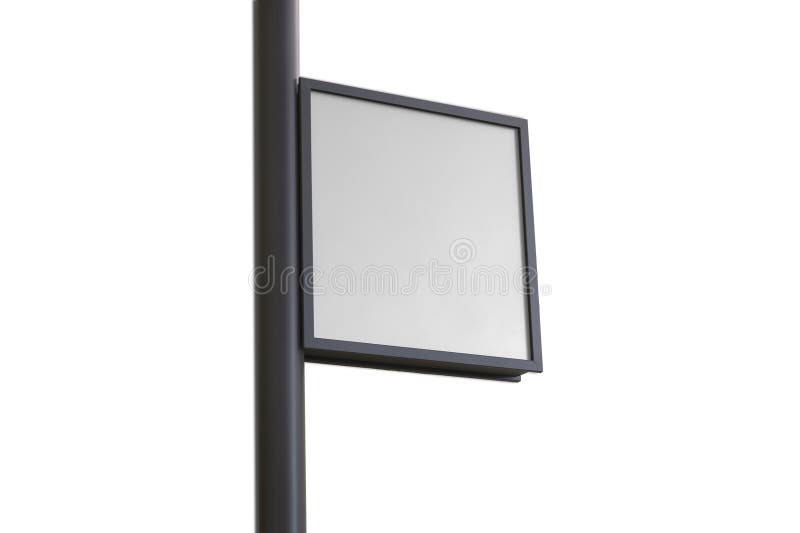 Outdoor Pole Sign Board, Light Box Mockup Isolated on White Background ...