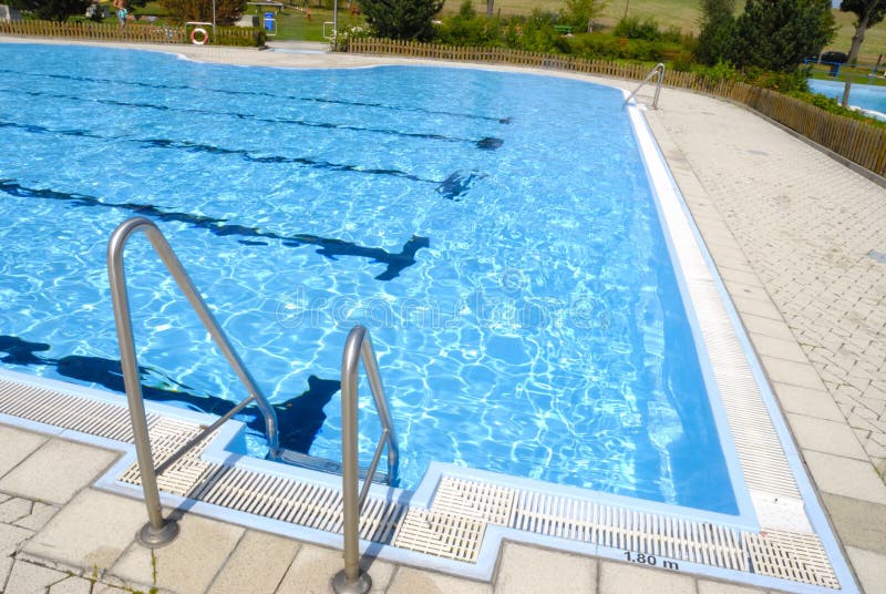 Outdoor pool stock photo. Image of water, tiles, blue - 15813774