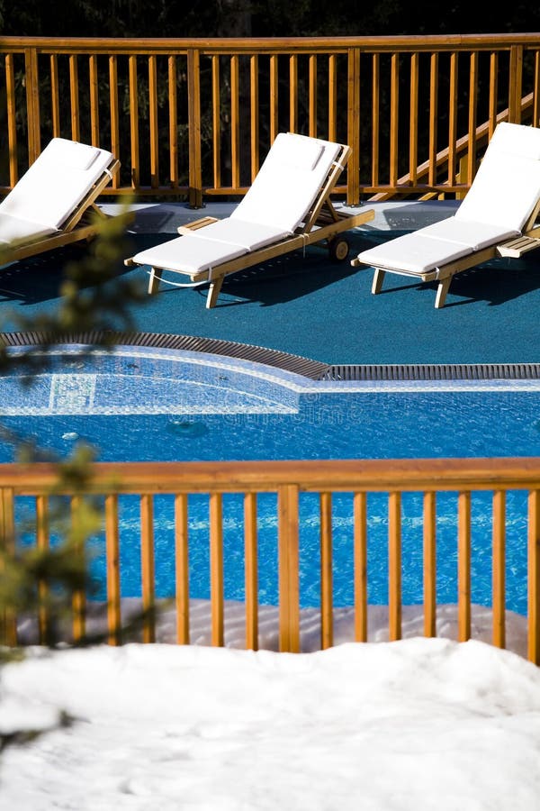 Outdoor pool in the snow stock photo. Image of cold - 108323258