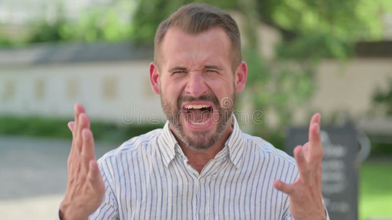 Angry Middle Aged Man Arguing and Screaming Outdoor Stock Footage ...