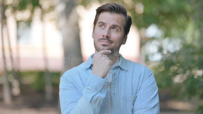 Outdoor Portrait of Brainstorming Young Man, Thinking Stock Image ...