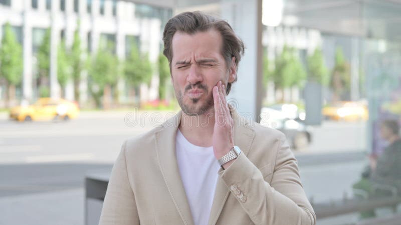 Outdoor Portrait of Young Man with Toothache Stock Photo - Image of ...