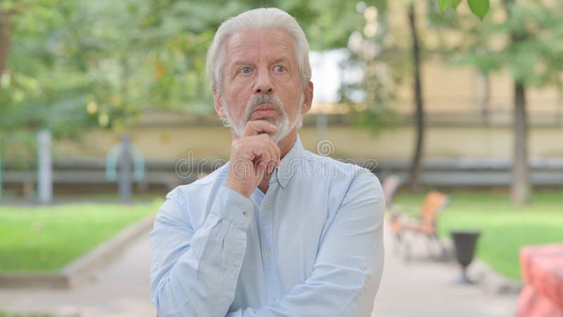 Outdoor Portrait of Pensive Senior Old Man Thinking Stock Photo - Image ...