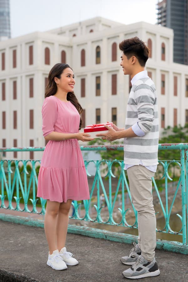 Outdoor Portrait of Romantic Young Couple Having Fun Stock Image ...