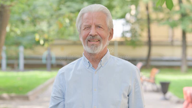 Outdoor Portrait of Senior Old Man Shaking Head in Acceptance Stock ...