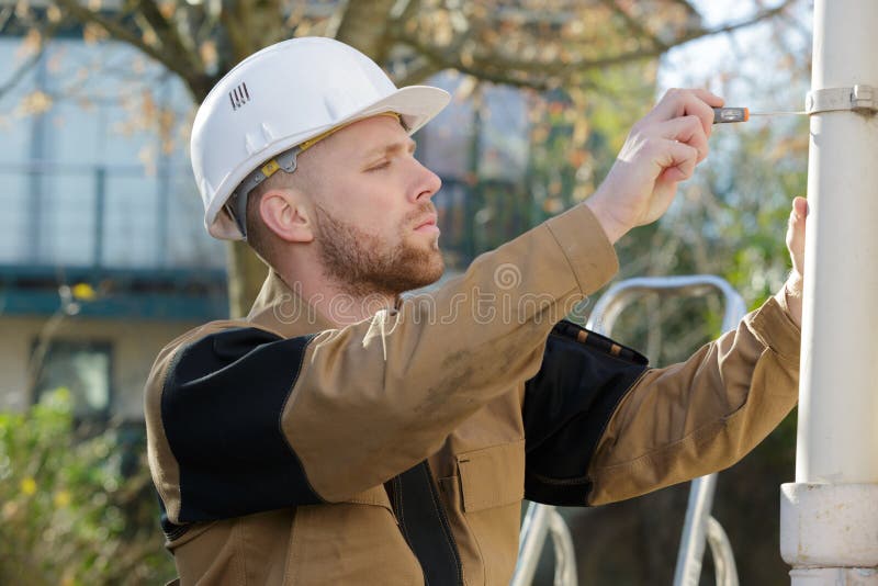 Outdoor Portrait Young Builder Stock Image - Image of business ...