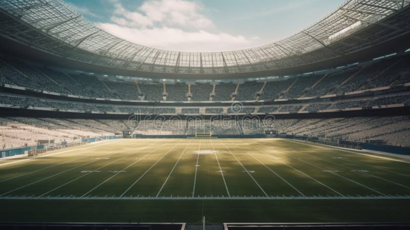 Outdoor Premium Afternoon Stadium with Generative AI Stock Illustration ...