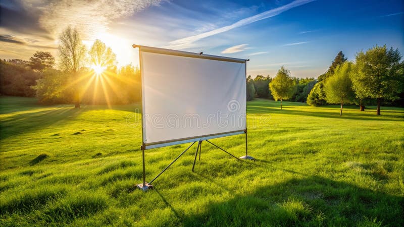 Outdoor Presentation Setup Portable Projector Screen Ready for an ...