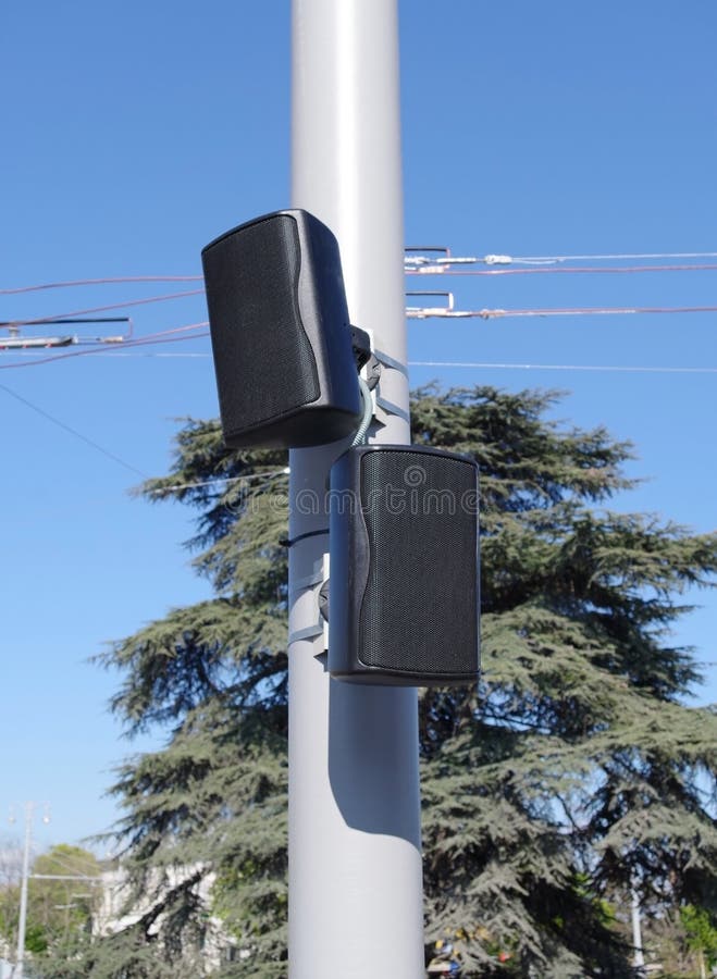 Outdoor Public Announcement Communication System Loudspeakers Stock ...