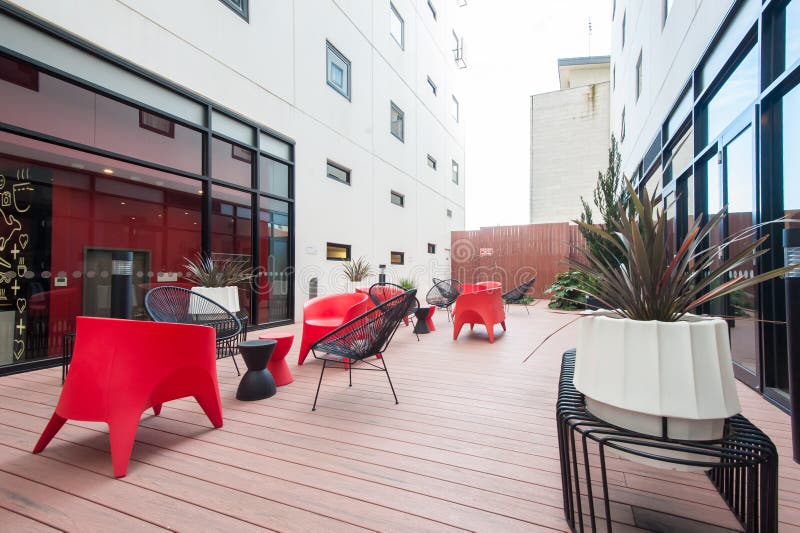 Outdoor rest area stock image. Image of lobby, decking - 62848805