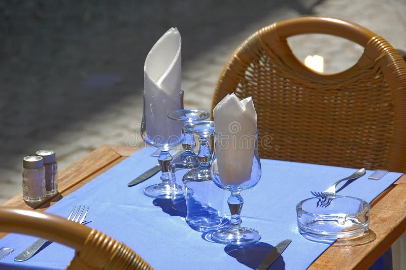 Festive Outdoor European Table Setting Stock Photo - Image of table ...