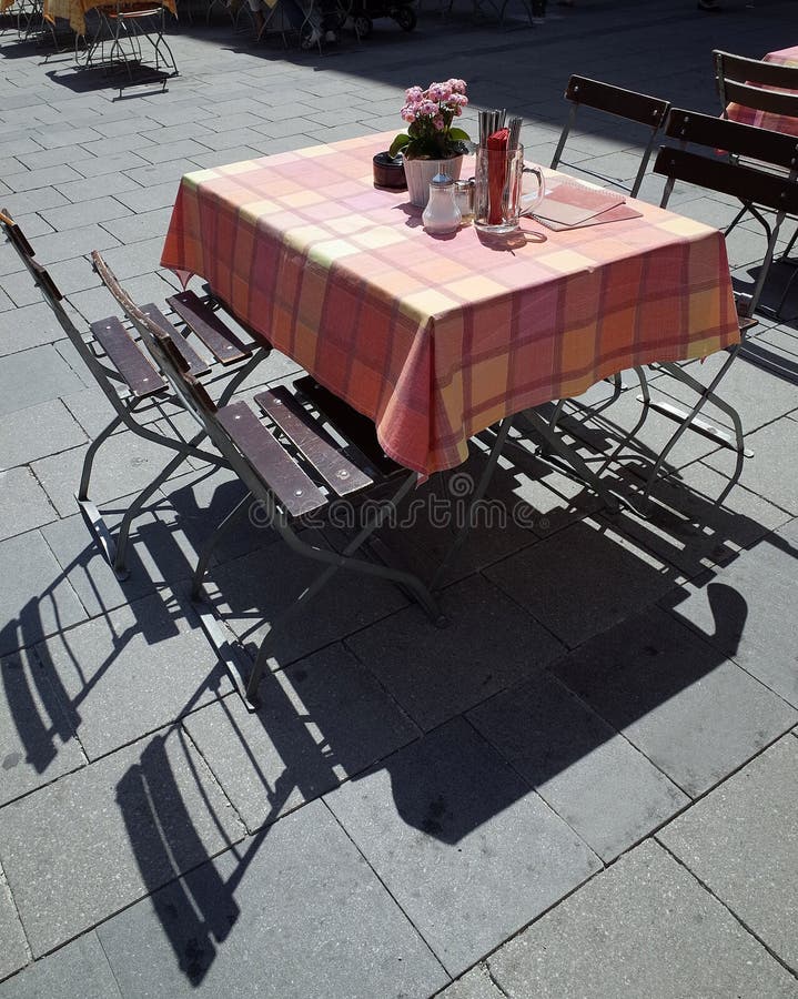 Outdoor Restaurant Table stock image. Image of glass - 42585825