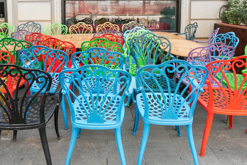 Outdoor restaurant tables stock photo. Image of food - 328776734