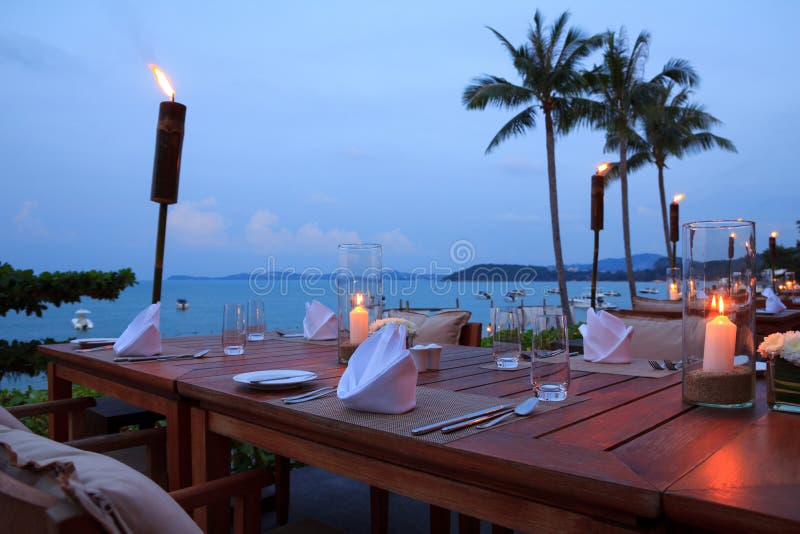 Outdoor restaurant tables stock image. Image of island - 86225981