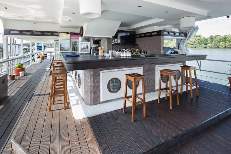 Outdoor River Restaurant on Boat . Beautiful Patio Stock Photo - Image ...
