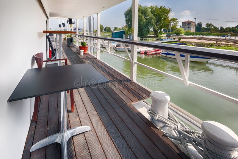 Outdoor River Restaurant on Boat . Beautiful Patio Stock Photo - Image ...