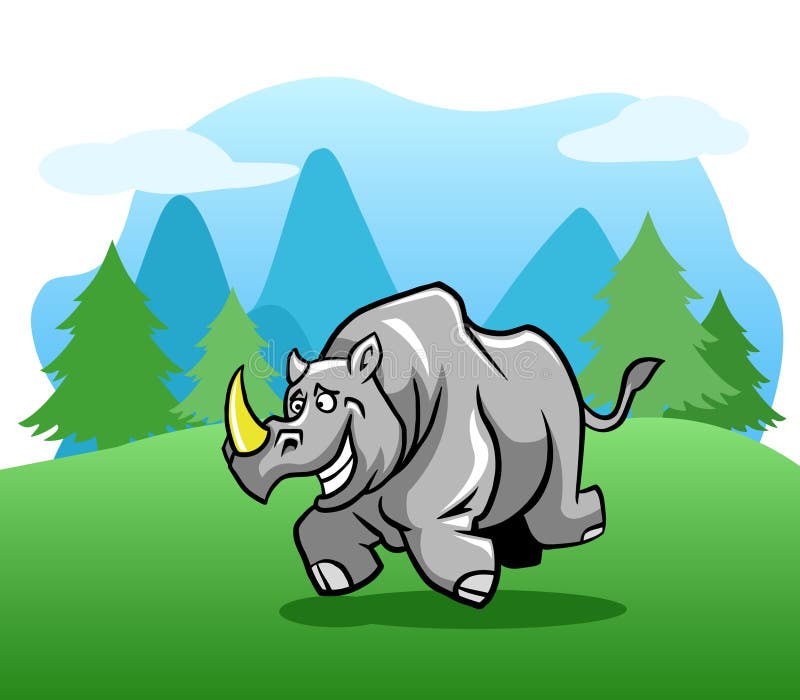 Rhinoceros running stock illustration. Illustration of live - 26468311
