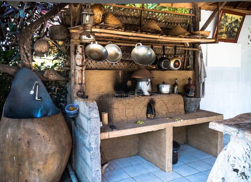 A Outdoor Rural Kitchen stock image. Image of thatch - 65861163
