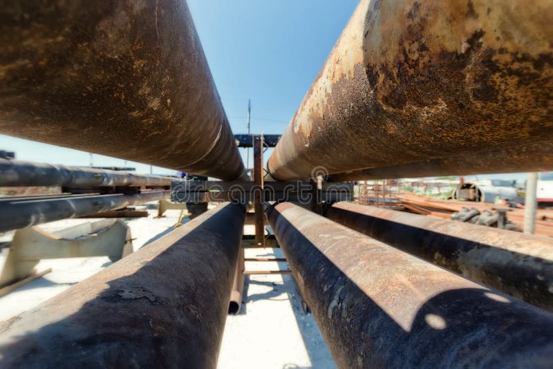 Outdoor Rusty Pipelines in the Refinery Stock Photo - Image of petrol ...