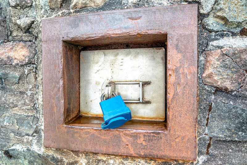 Outdoor Safe with Lock Build in a Wall Stock Photo - Image of covert ...