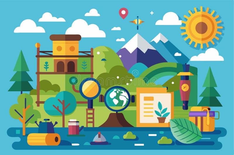 An Outdoor Scavenger Hunt Features a Colorful Landscape with Mountains ...