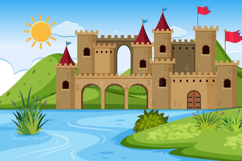 An Outdoor Scene with Castle Stock Vector - Illustration of nature ...