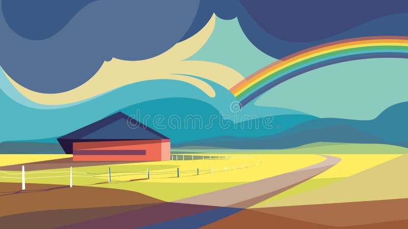 Outdoor Scene with Rainbow. Stock Vector - Illustration of summer ...