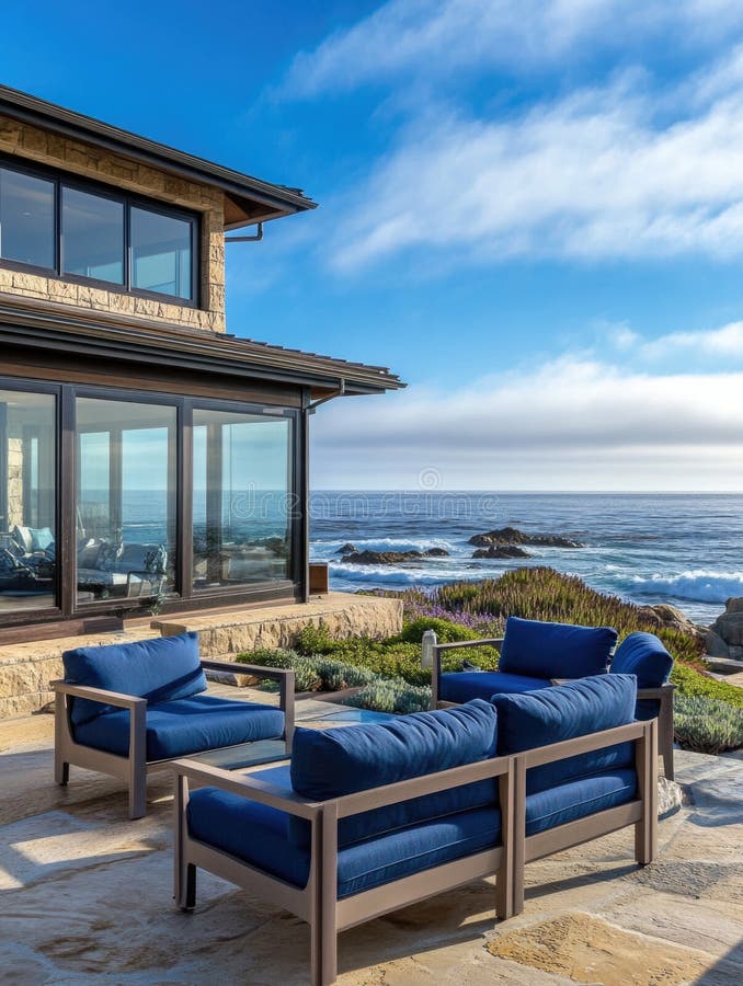 Outdoor Seating Area with Couch and Table Stock Photo - Image of table ...