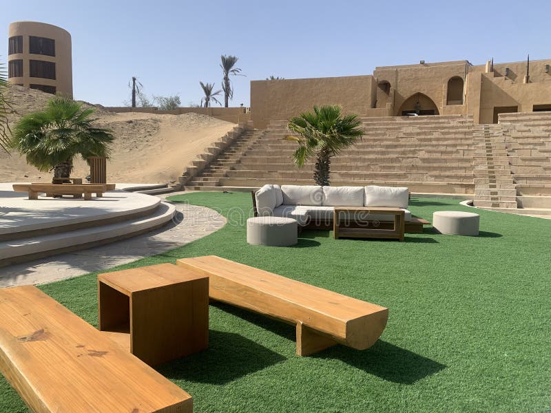 Outdoor Seating Area in the Middle Eastern Desert Stock Photo - Image ...