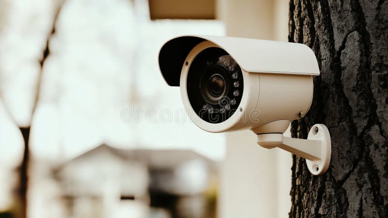 Outdoor Security Camera Mounted on a Tree for Home Surveillance and ...