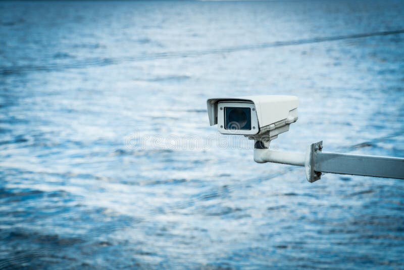 Outdoor Security Camera Over Water Background Stock Photo - Image of ...