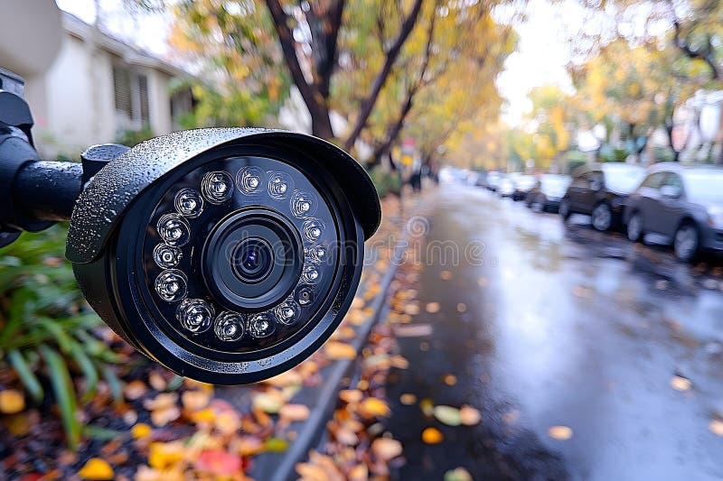 Rainy Day Surveillance stock illustration. Illustration of technology ...