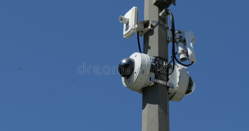 Outdoor Security Cameras on a Pole Stock Video - Video of protection ...
