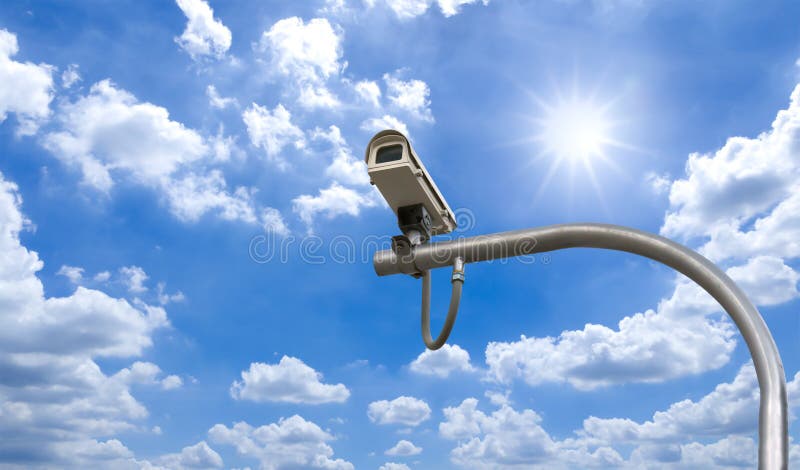 Outdoor Security Cctv Cameras Under Stock Photo - Image of environment ...