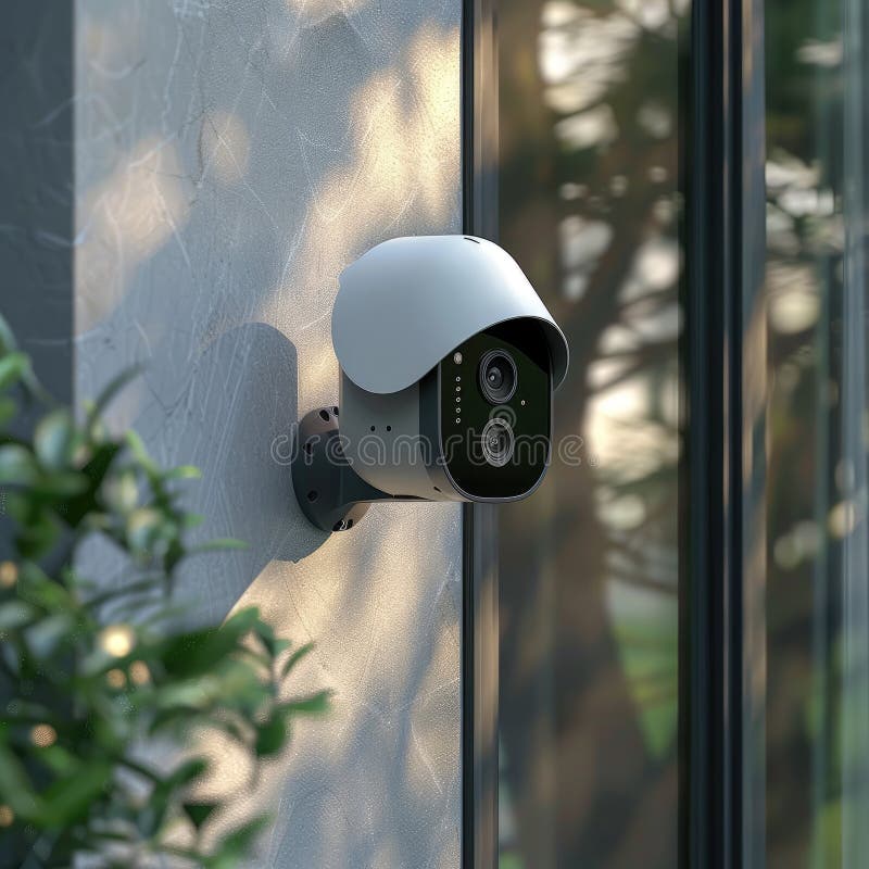 An Outdoor Security Smart Camera on the Wall Stock Image - Image of ...
