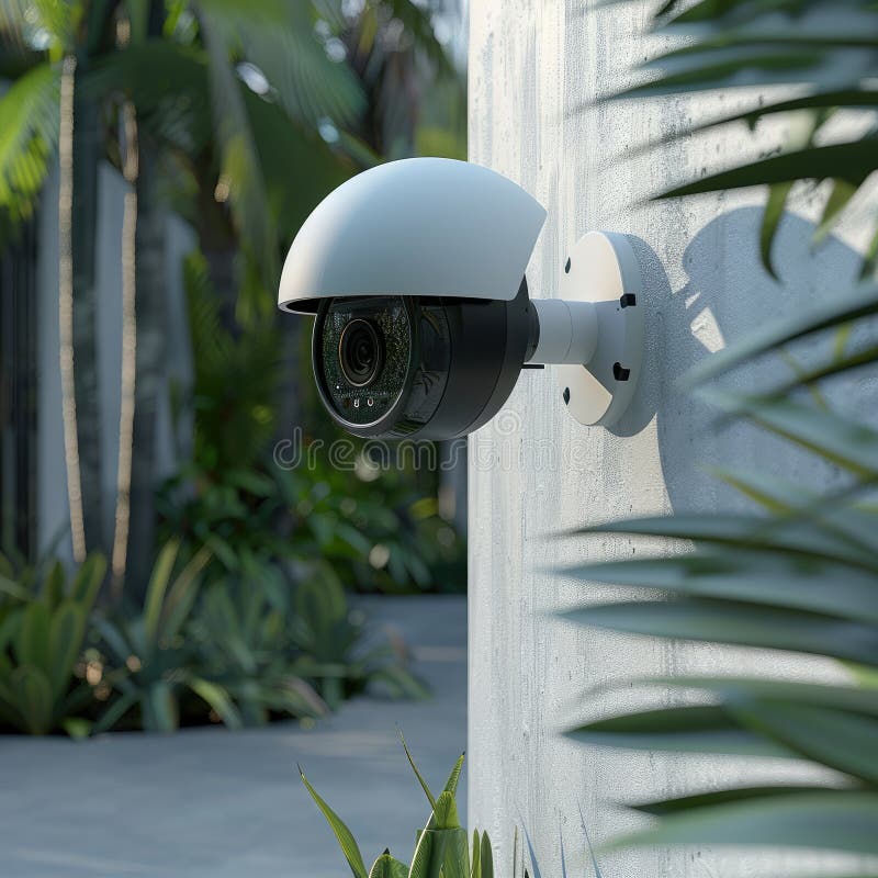An Outdoor Security Smart Camera on the Wall Stock Photo - Image of ...