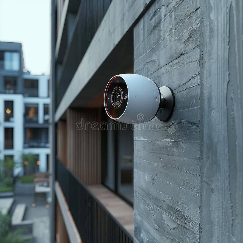 An Outdoor Security Smart Camera on the Wall Stock Photo - Image of ...