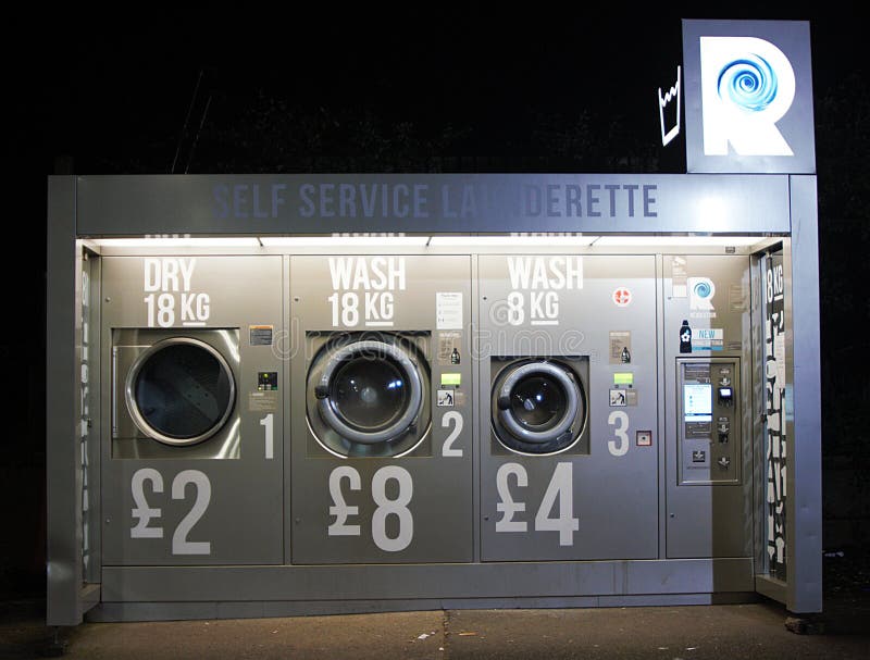 Outdoor Self Service Coin Operated Laundrette Editorial Photography ...