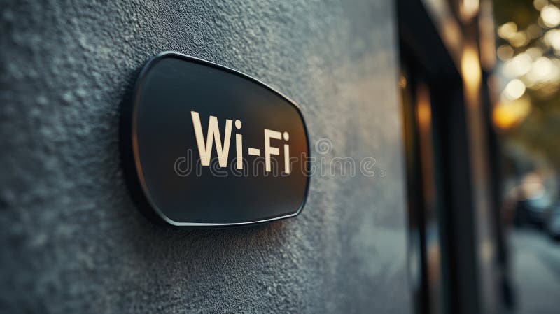 Outdoor Sign Displaying Wi-Fi Symbol on a Wall. Stock Image - Image of ...