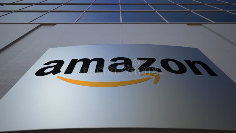 Outdoor Signage Board with Amazon.com Logo. Modern Office Building ...