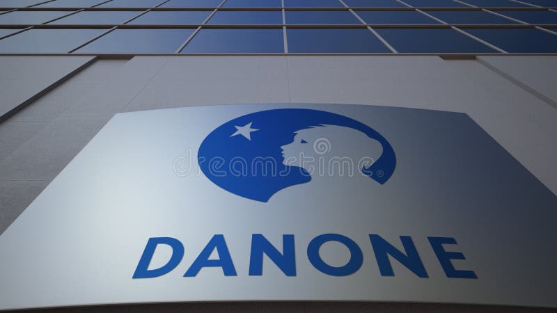 Outdoor Signage Board with Danone Logo. Modern Office Building ...