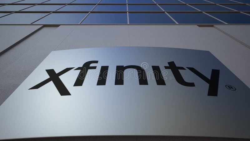 Outdoor Signage Board with Xfinity Logo. Modern Office Building ...