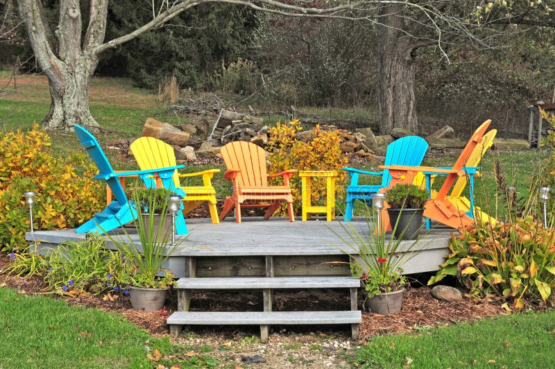 Outdoor sitting area stock image. Image of adirondak - 21714113