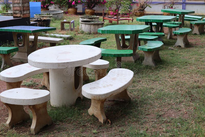 Outdoor Sitting Corner with Chairs and a Large Table Stock Photo ...